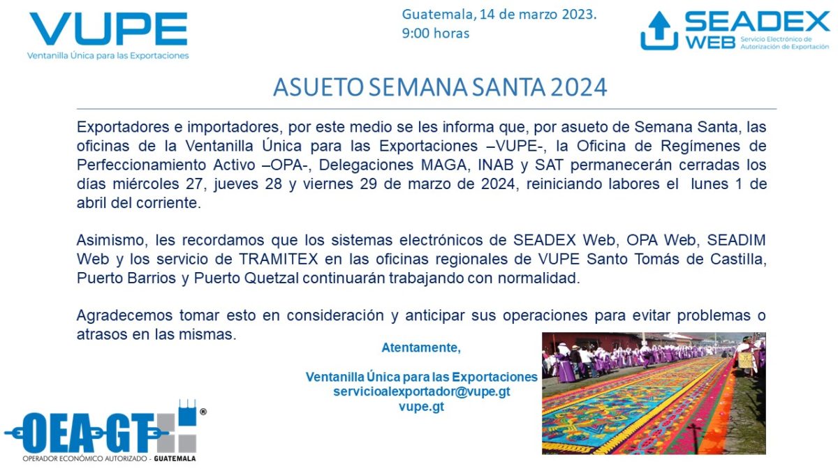 ASUETO SEMANA SANTA 2024 - VUPE