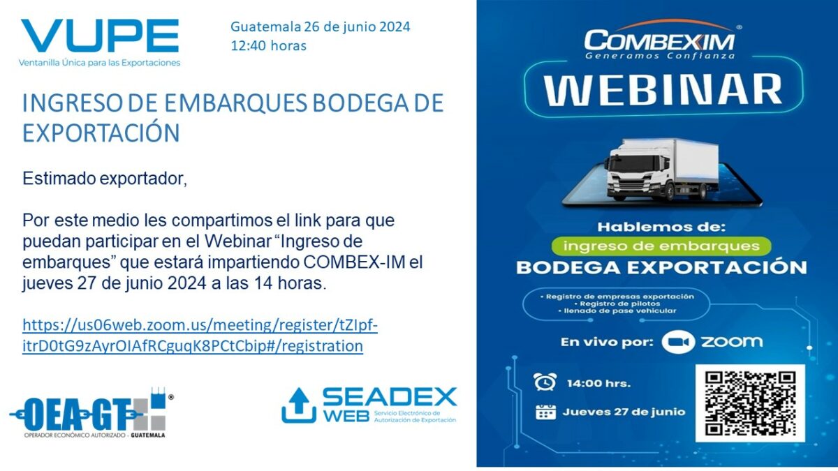 INGRESO DE EMBARQUES BODEGA DE EXPORTACIÓN - VUPE