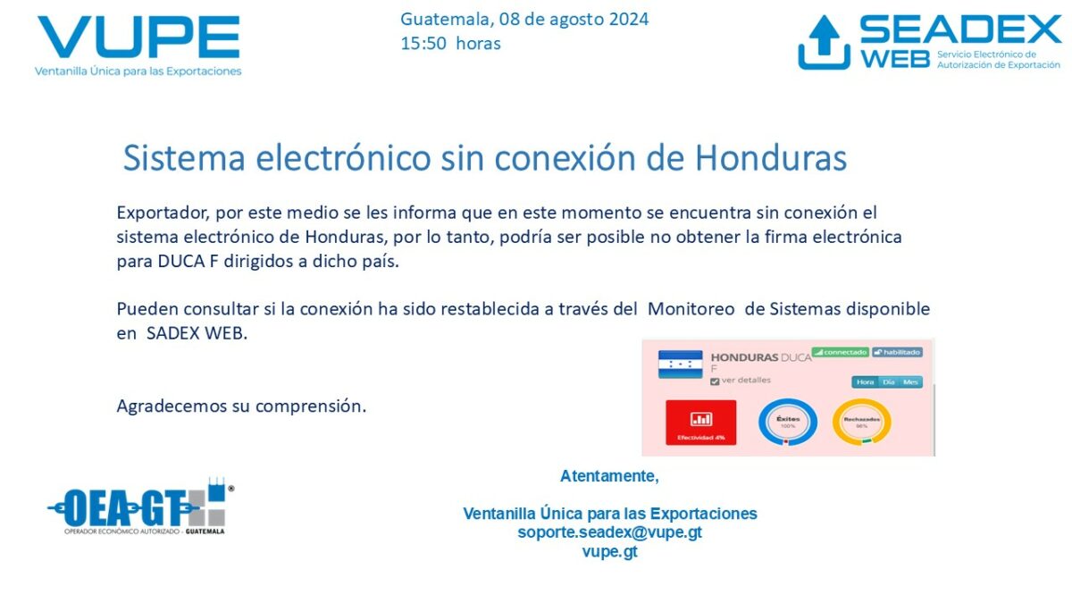 Sistema electrónico sin conexión de Honduras - VUPE