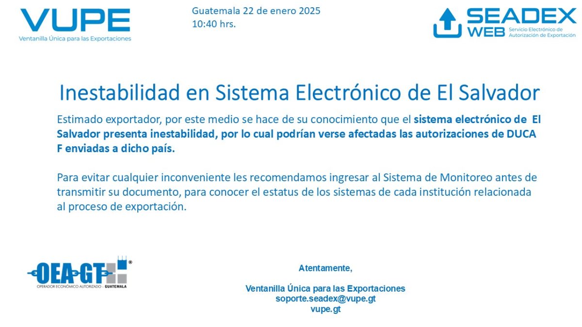 Inestabilidad en Sistema Electrónico de El Salvador - VUPE