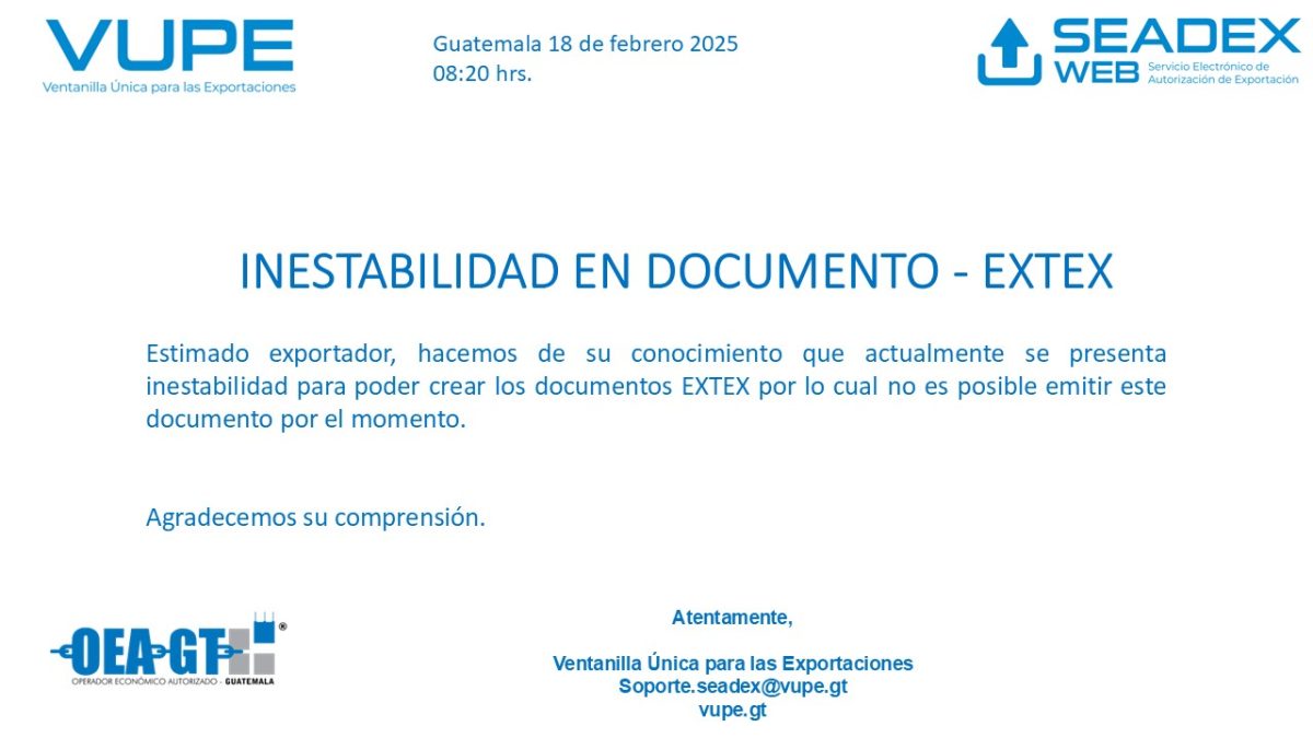 INESTABILIDAD EN DOCUMENTO - EXTEX - VUPE