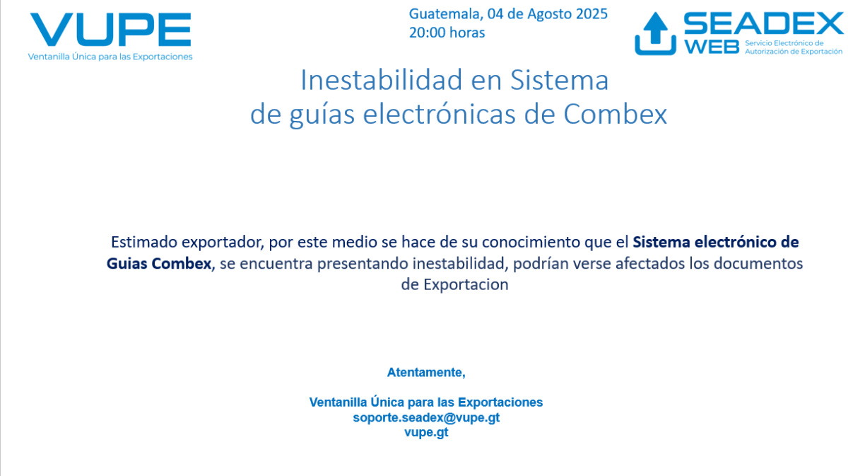 Inestabilidad en Sistema de guías electrónicas de Combex - VUPE